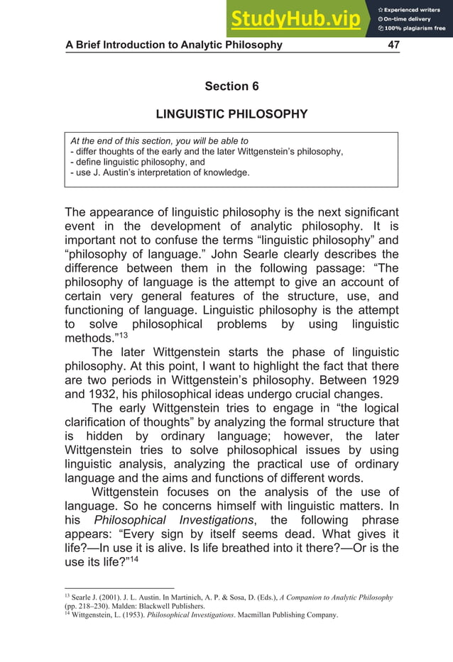A Brief Introduction To Analytic Philosophy | PDF