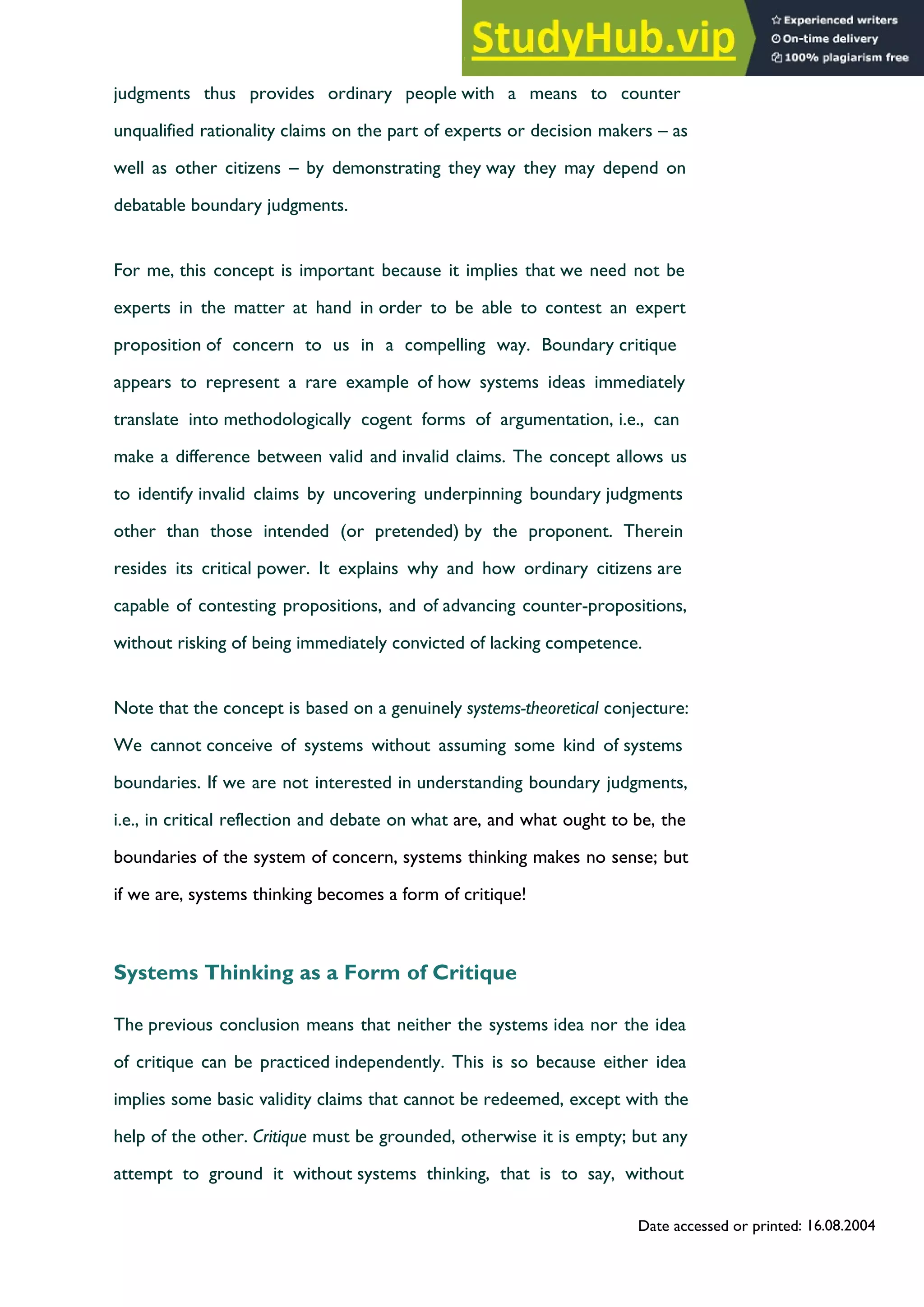 A Brief Introduction to Critical Systems Thinking for Professionals ...