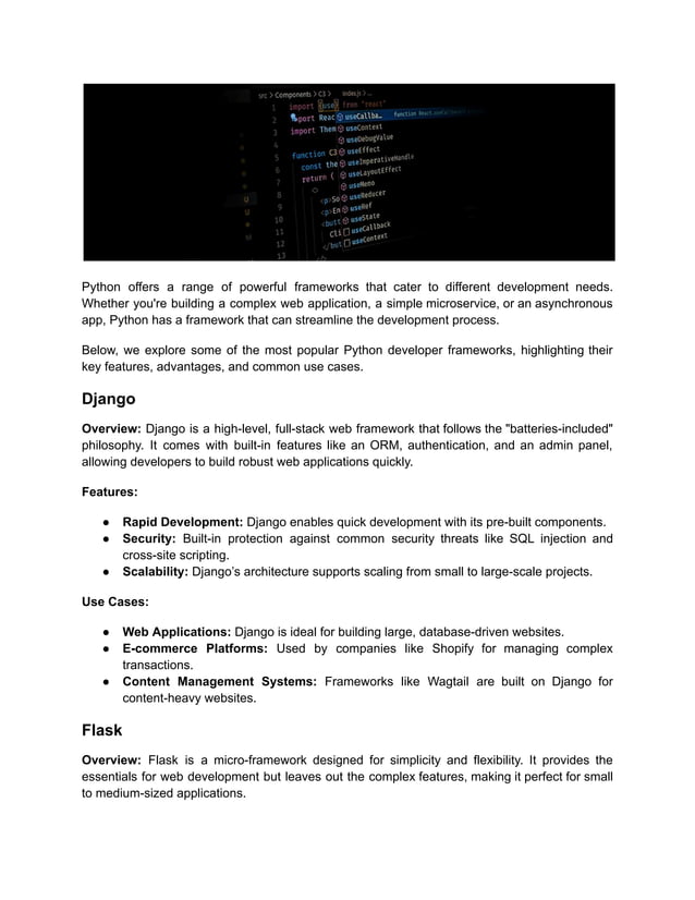 A Brief Introduction To Python Developer Frameworkspdf Web