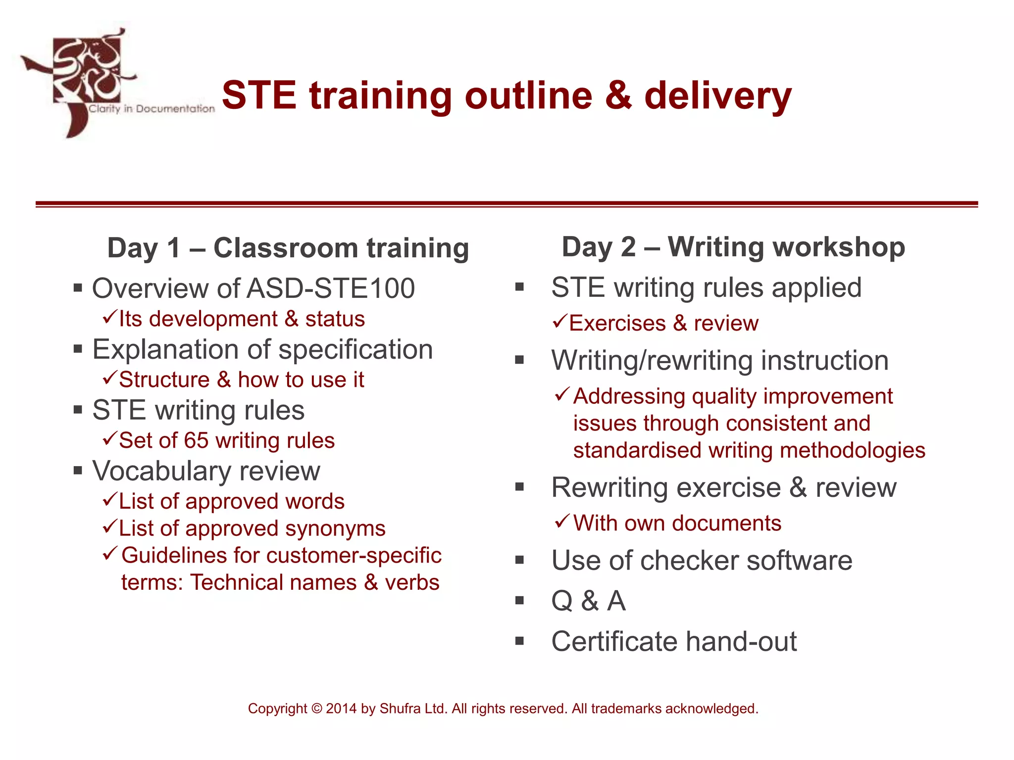 A brief introduction to Simplified Technical English implementation | PPSX