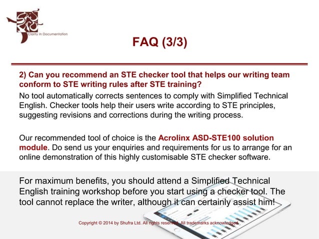 A brief introduction to Simplified Technical English implementation | PPSX