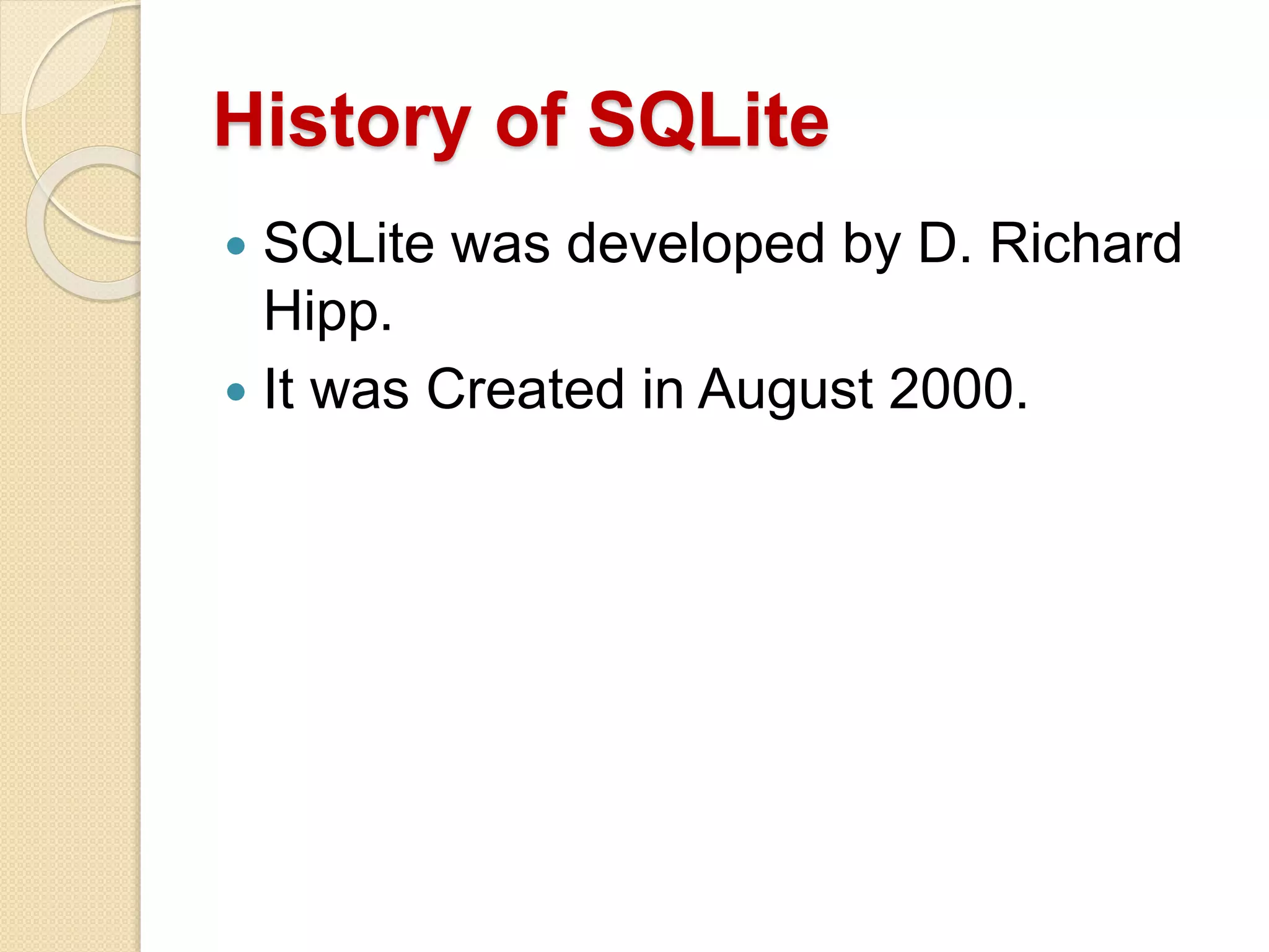 A brief introduction to SQLite PPT | PPT