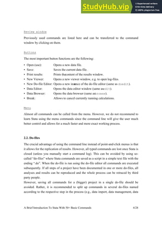 A Brief Introduction To Stata With 50 Basic Commands | PDF