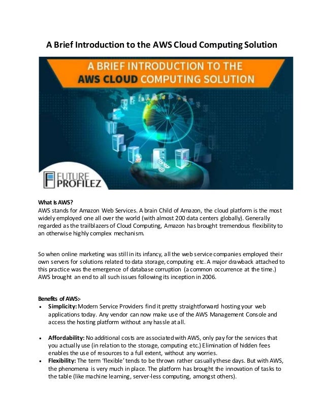 A Brief Introduction To The Aws Cloud Computing Solution 