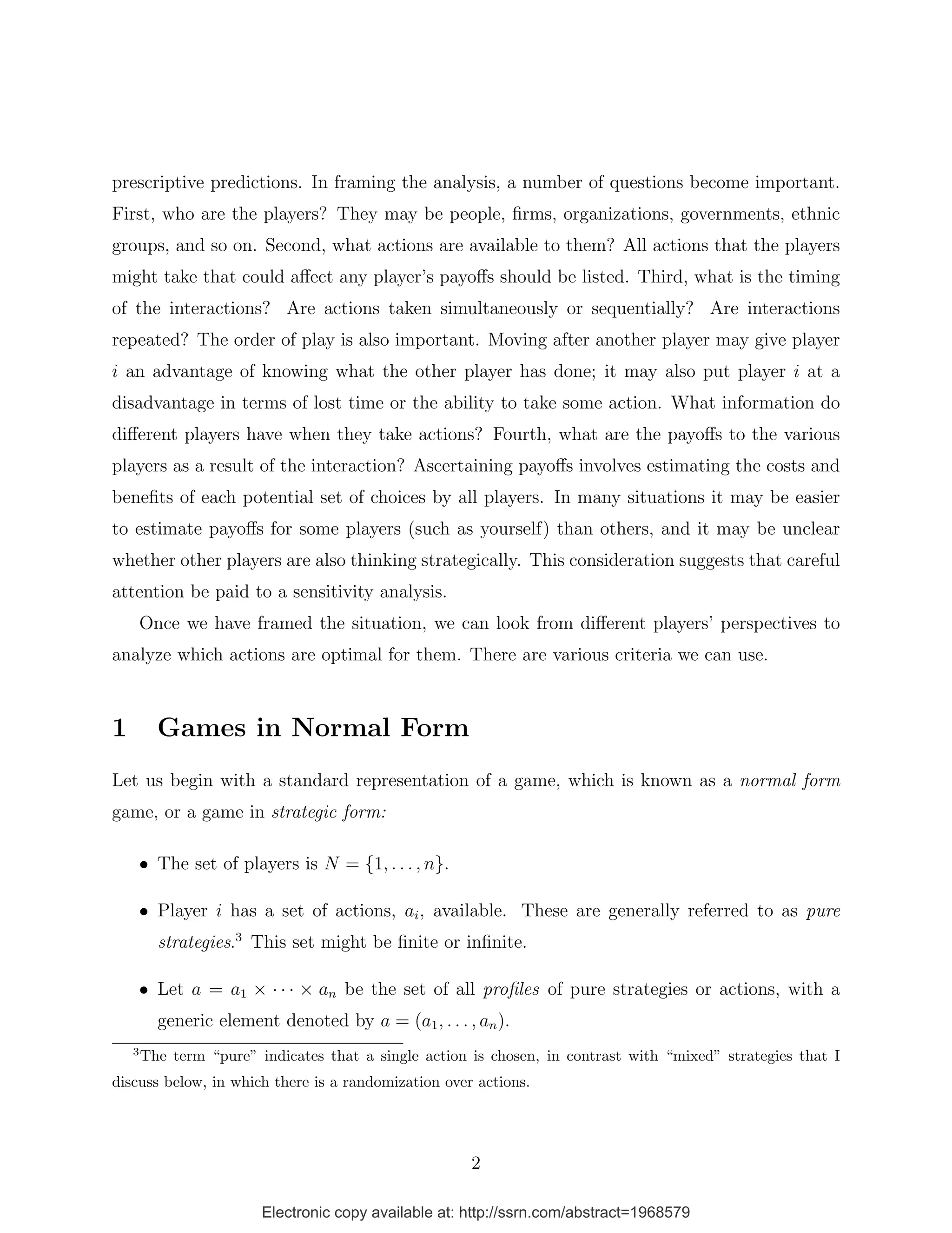 A brief introduction to the basics of game theory | PDF