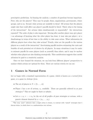 A brief introduction to the basics of game theory | PDF