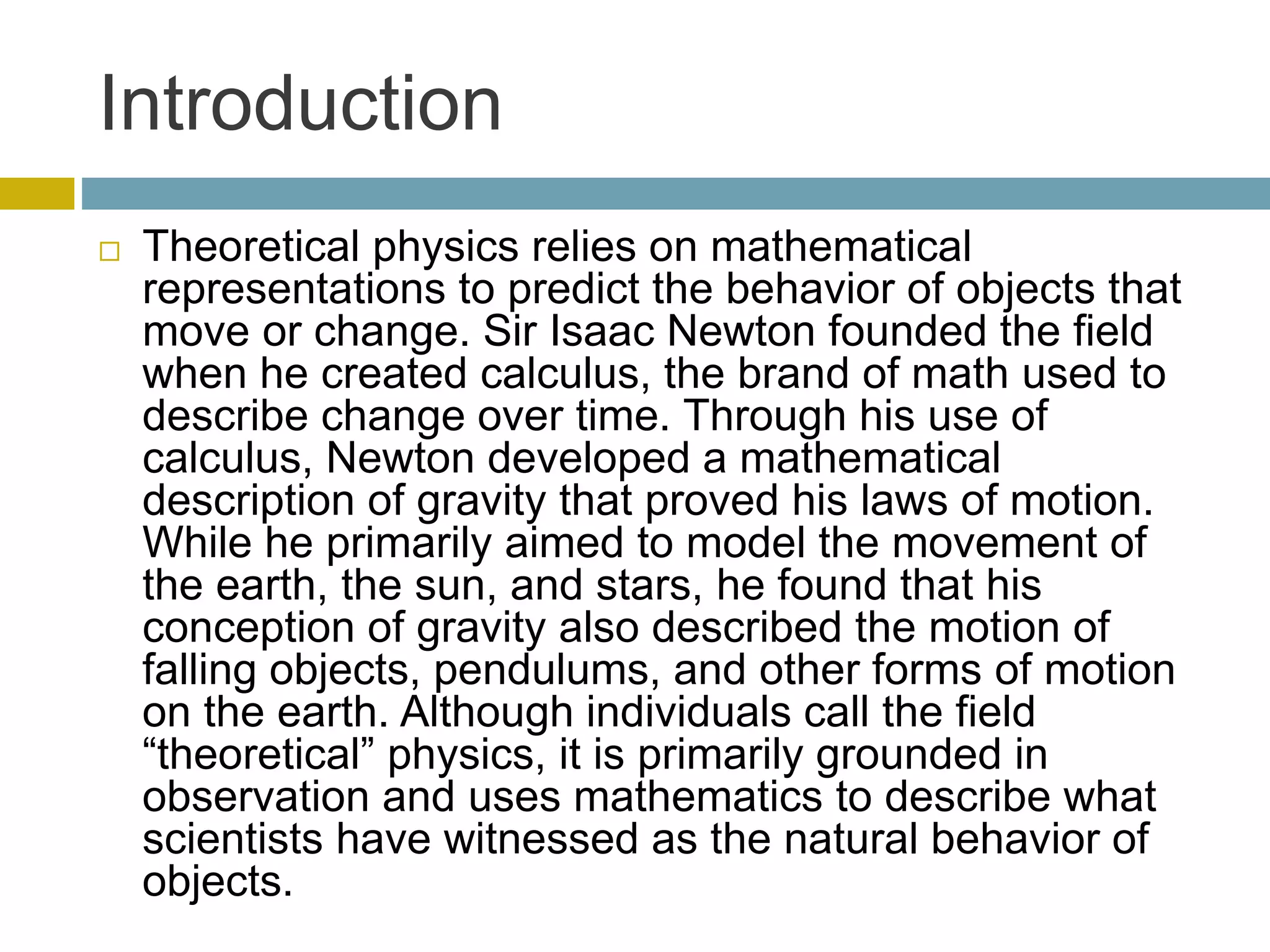 A Brief Introduction to Theoretical Physics, by Steve Kanzer | PPTX