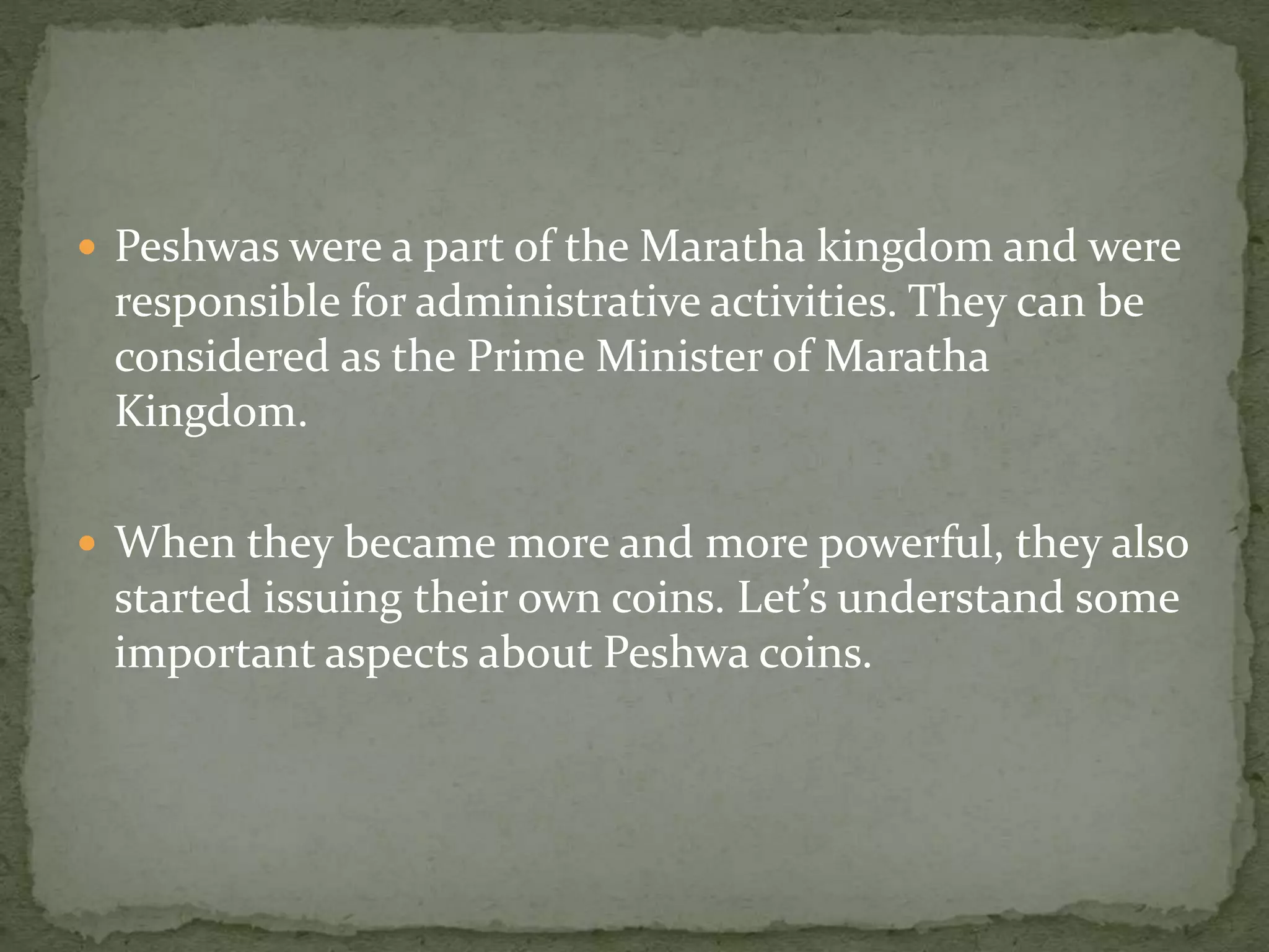 A Brief Look at Coins of Peshwa | PPTX