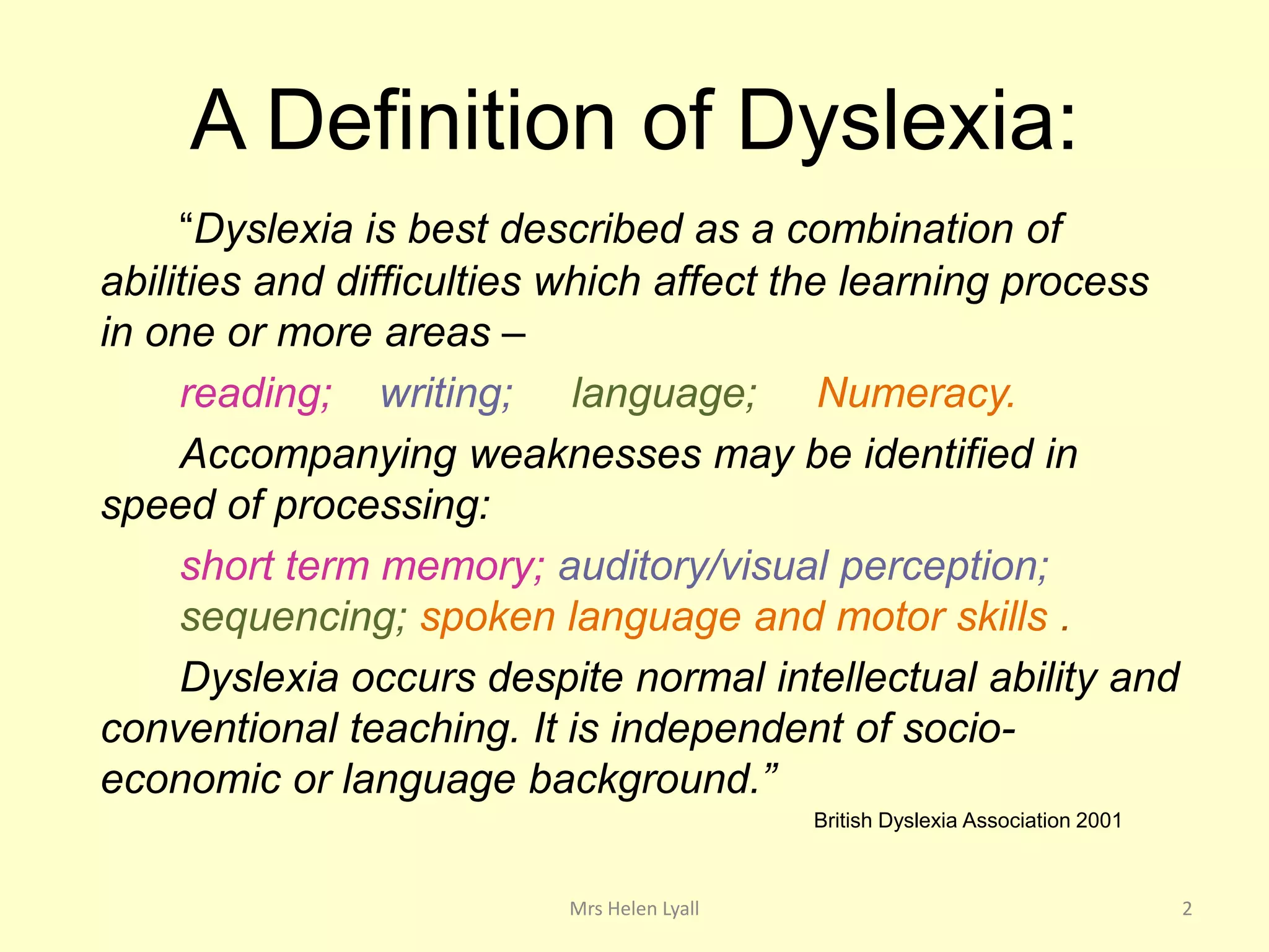 A brief look at dyslexia | PPTX
