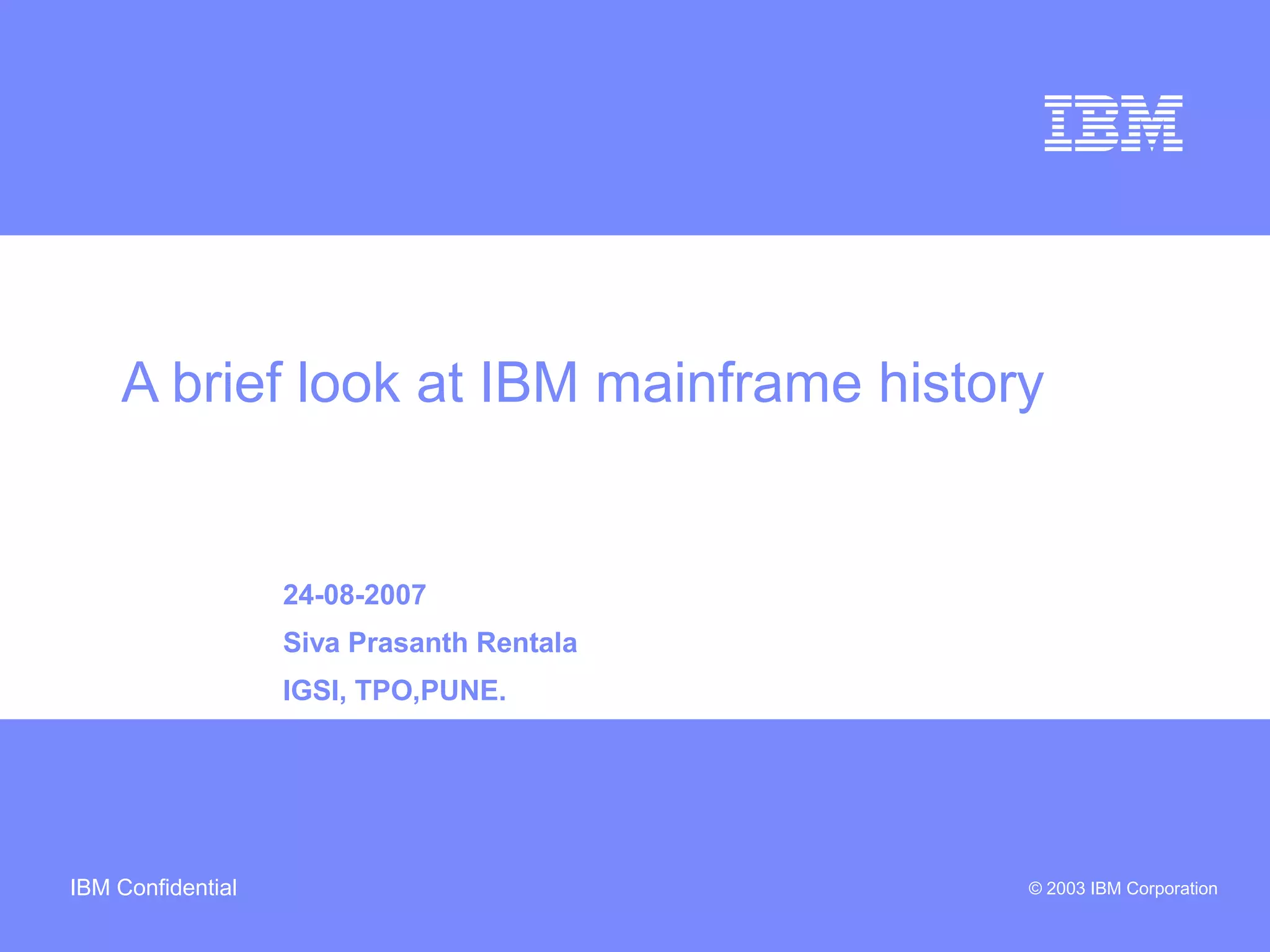 A brief look at ibm mainframe history | PPT | Computing | Technology ...