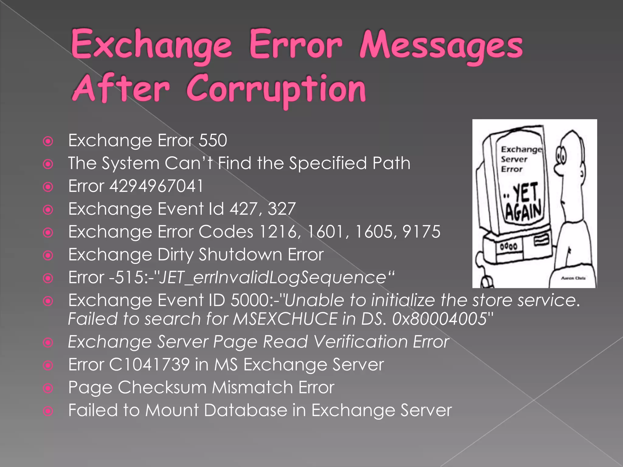 A brief on exchange server recovery | PPTX