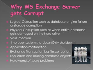 A brief on exchange server recovery | PPTX