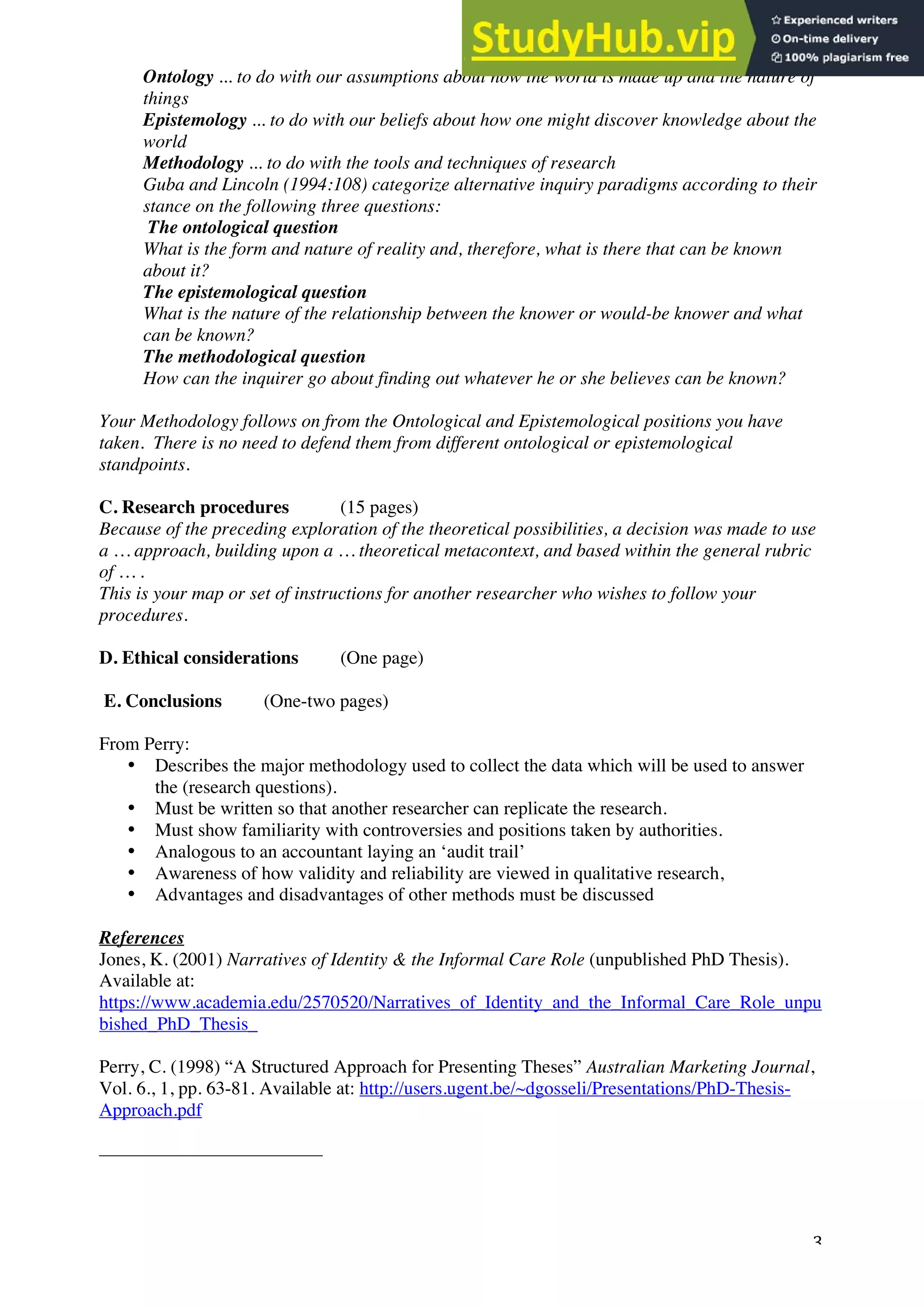 A Brief Outline For Organising Writing The PhD Thesis | PDF