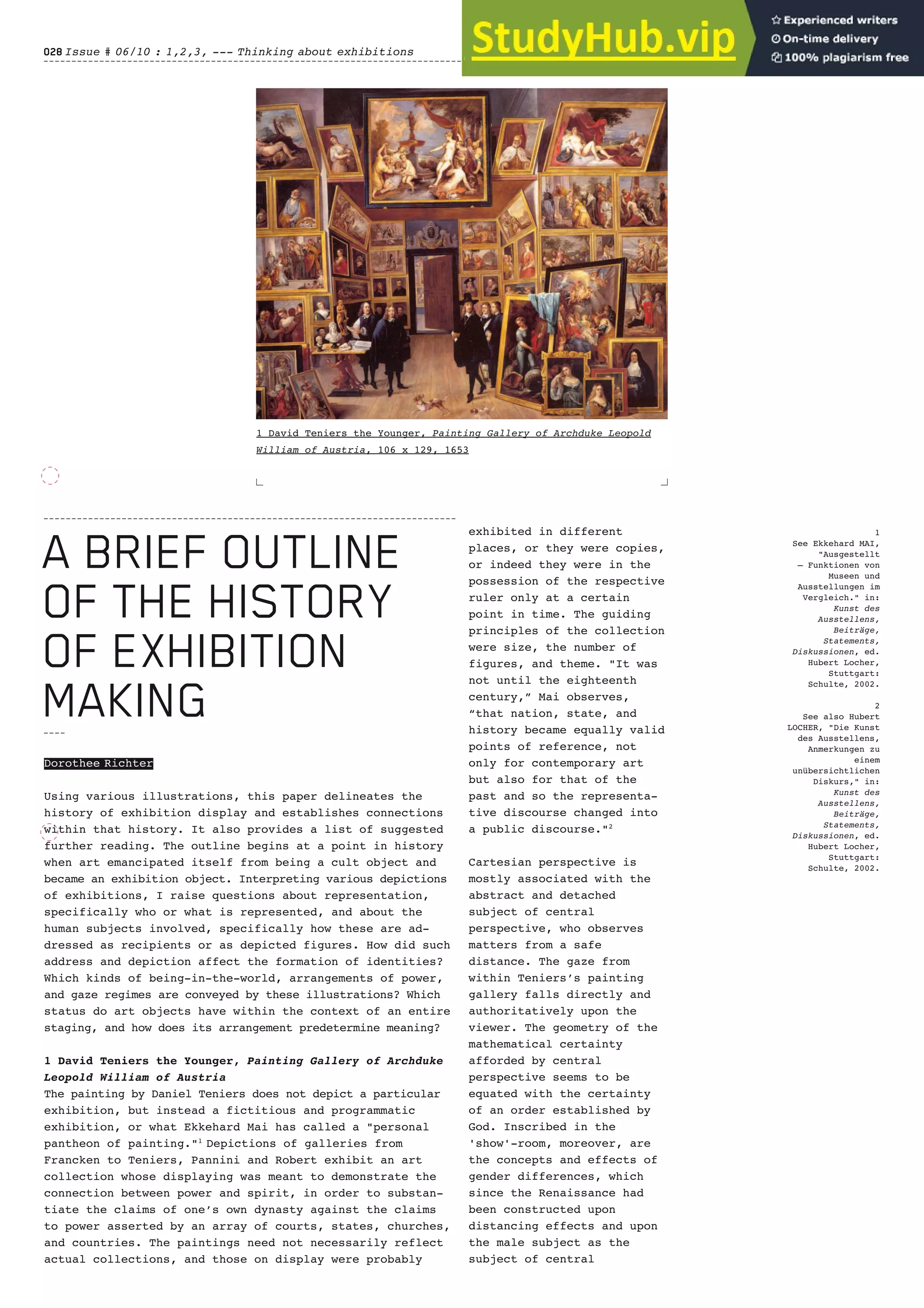 A Brief Outline Of The History Of Exhibition Making | PDF