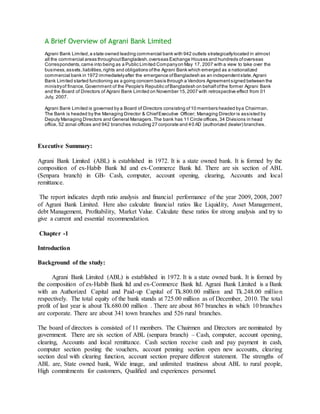 A brief overview of agrani bank limited | DOCX