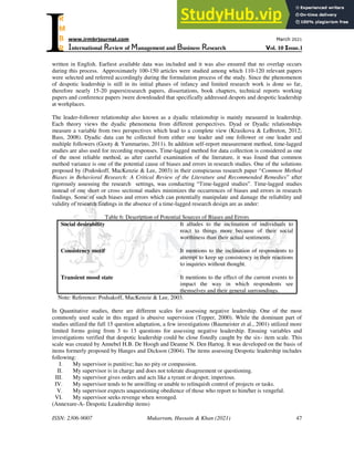 A Brief Overview Of Despotic Leadership Research | PDF
