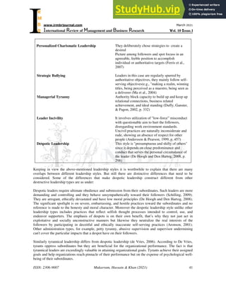 A Brief Overview Of Despotic Leadership Research | PDF