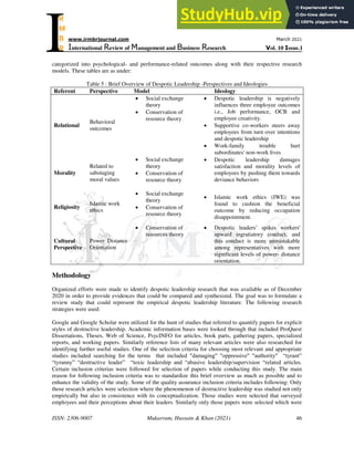 A Brief Overview Of Despotic Leadership Research | PDF
