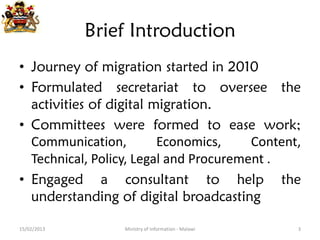 A Brief Overview of Digital Migration in Malawi | PPT