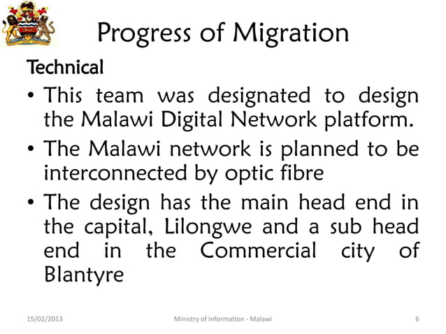 A Brief Overview of Digital Migration in Malawi | PPT