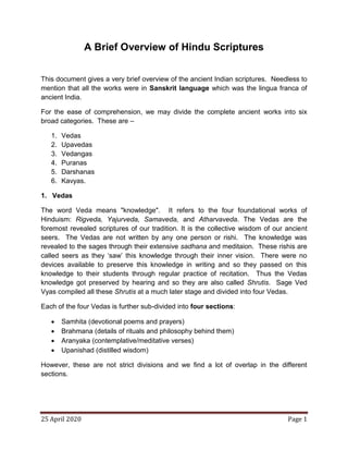 A Brief Overview of Hindu Scriptures | PDF