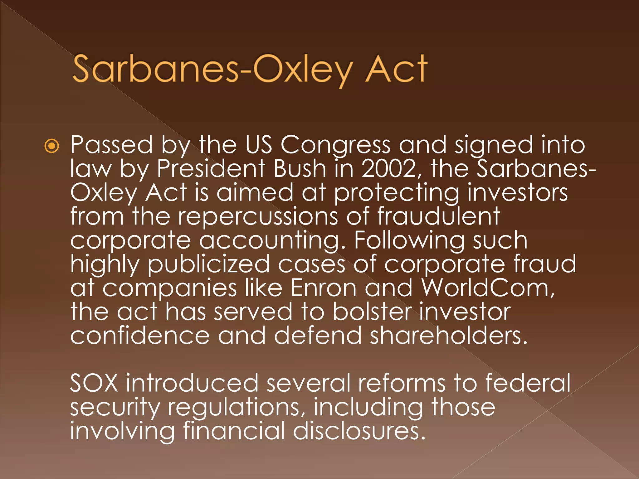 A Brief Overview of the Sarbanes-Oxley Act | PPTX