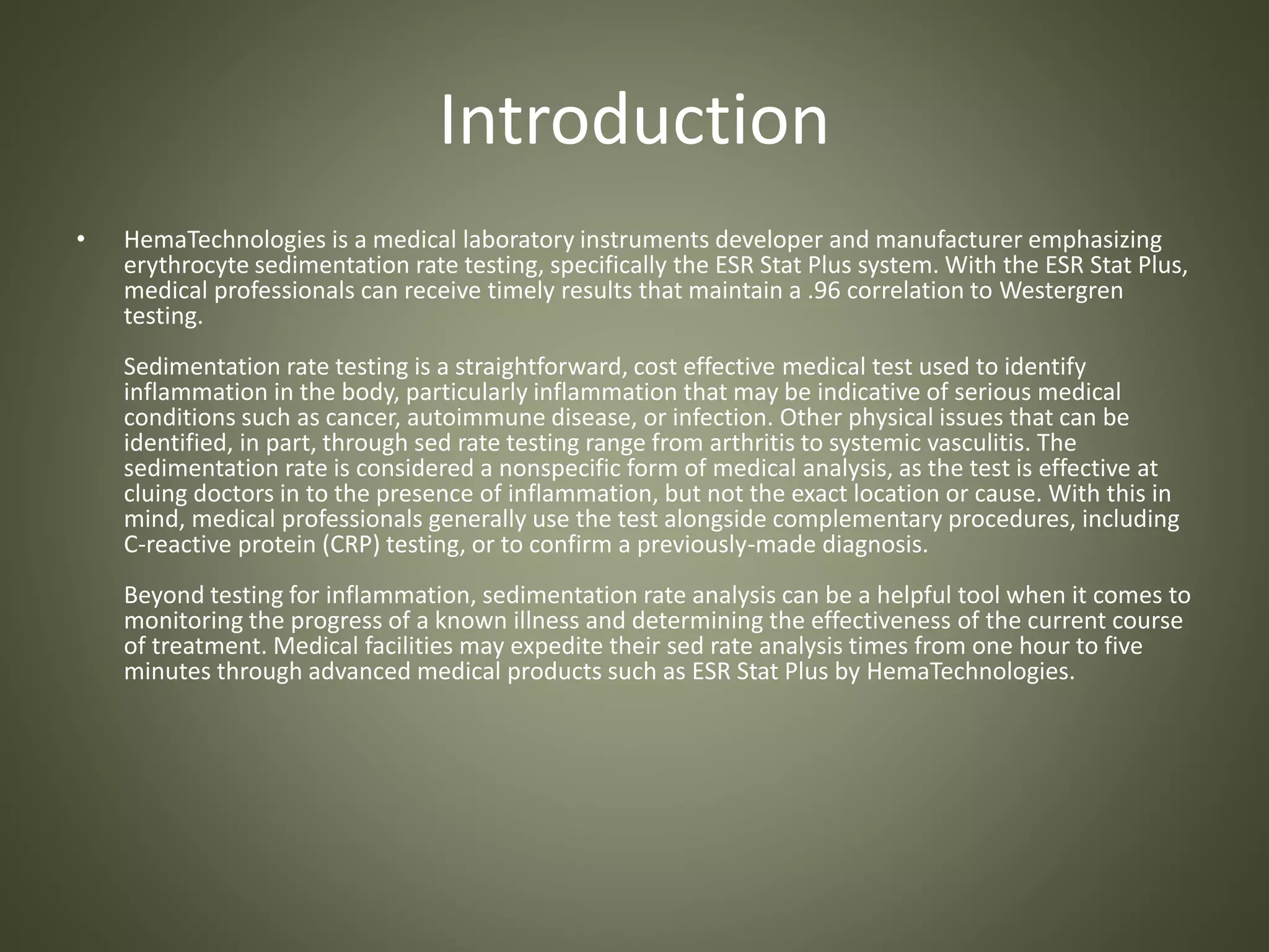 A Brief Overview of Westergren Testing | PPTX