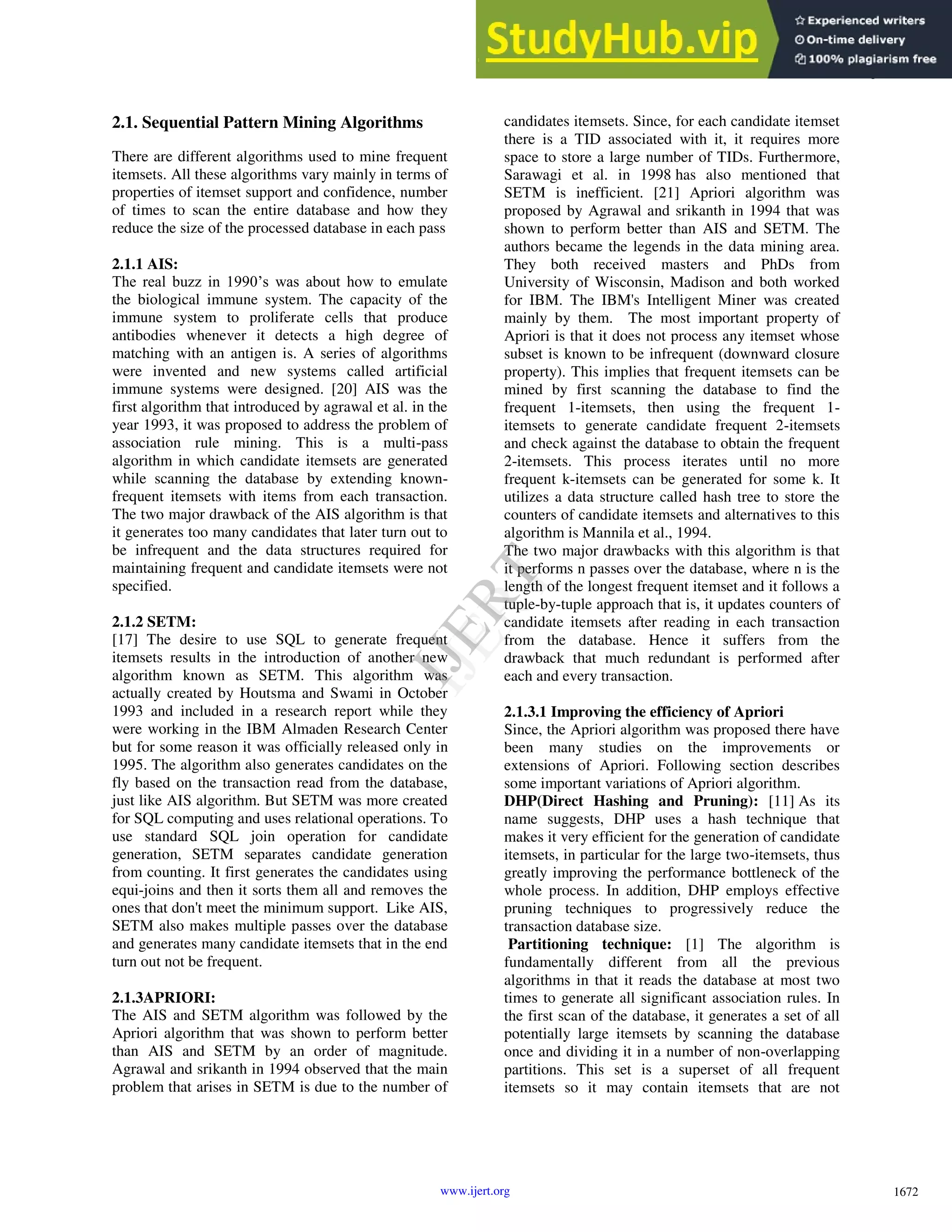 A Brief Overview On Frequent Pattern Mining Algorithms Pdf