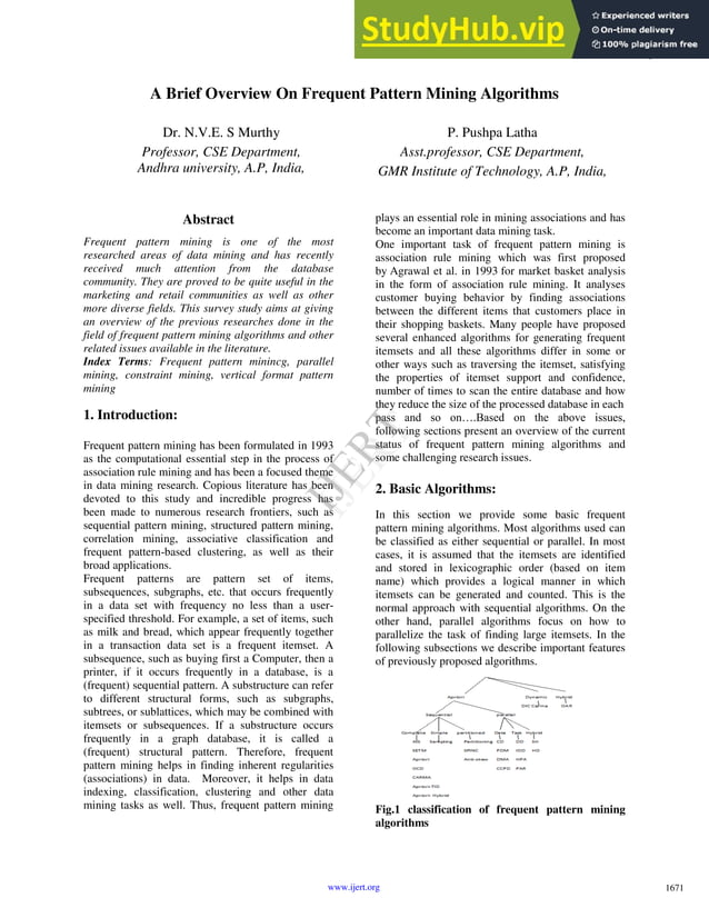 A Brief Overview On Frequent Pattern Mining Algorithms | PDF