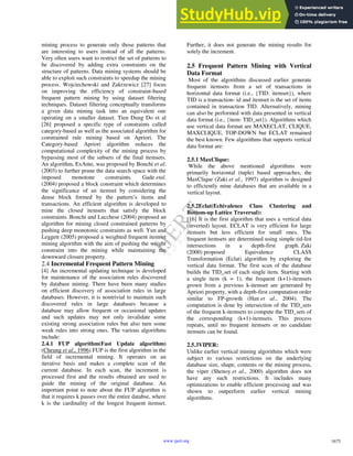 A Brief Overview On Frequent Pattern Mining Algorithms | PDF