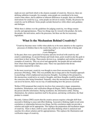 A brief review of creativity | DOC