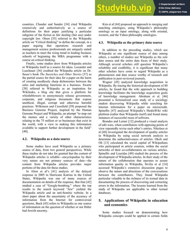 A Brief Review Of Studies Of Wikipedia In Peer-Reviewed Journals | PDF