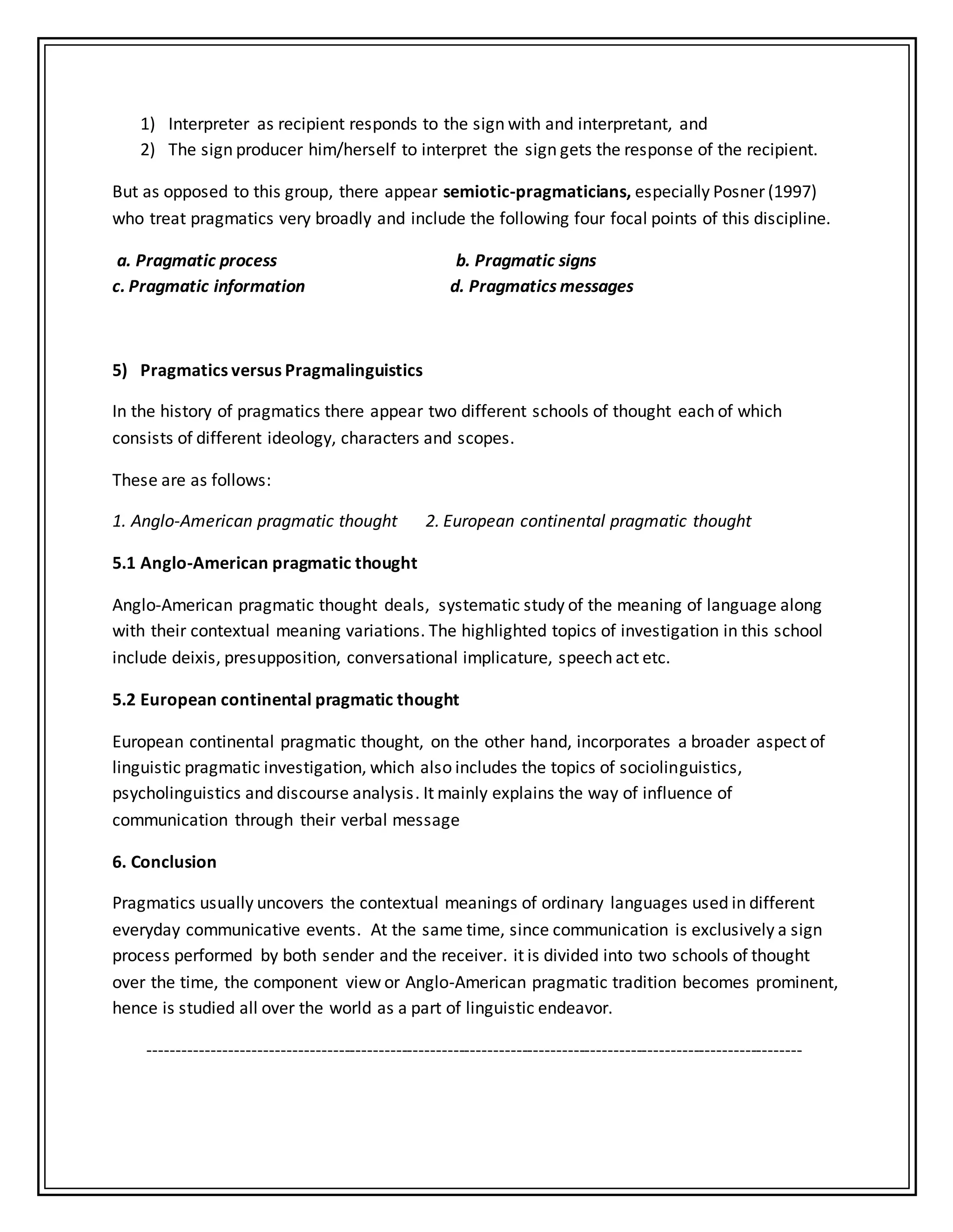 Origin and development of pragmatics | DOCX