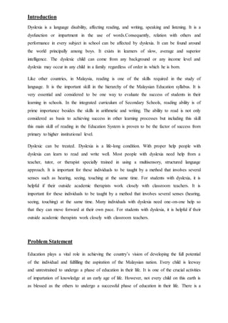 2016, UNIVERSITY SELANGOR : A BRIEF STUDY OF DYSLEXIA. | DOCX