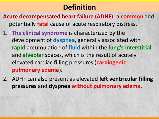 A brief synopsis of acute decompensated heart failure