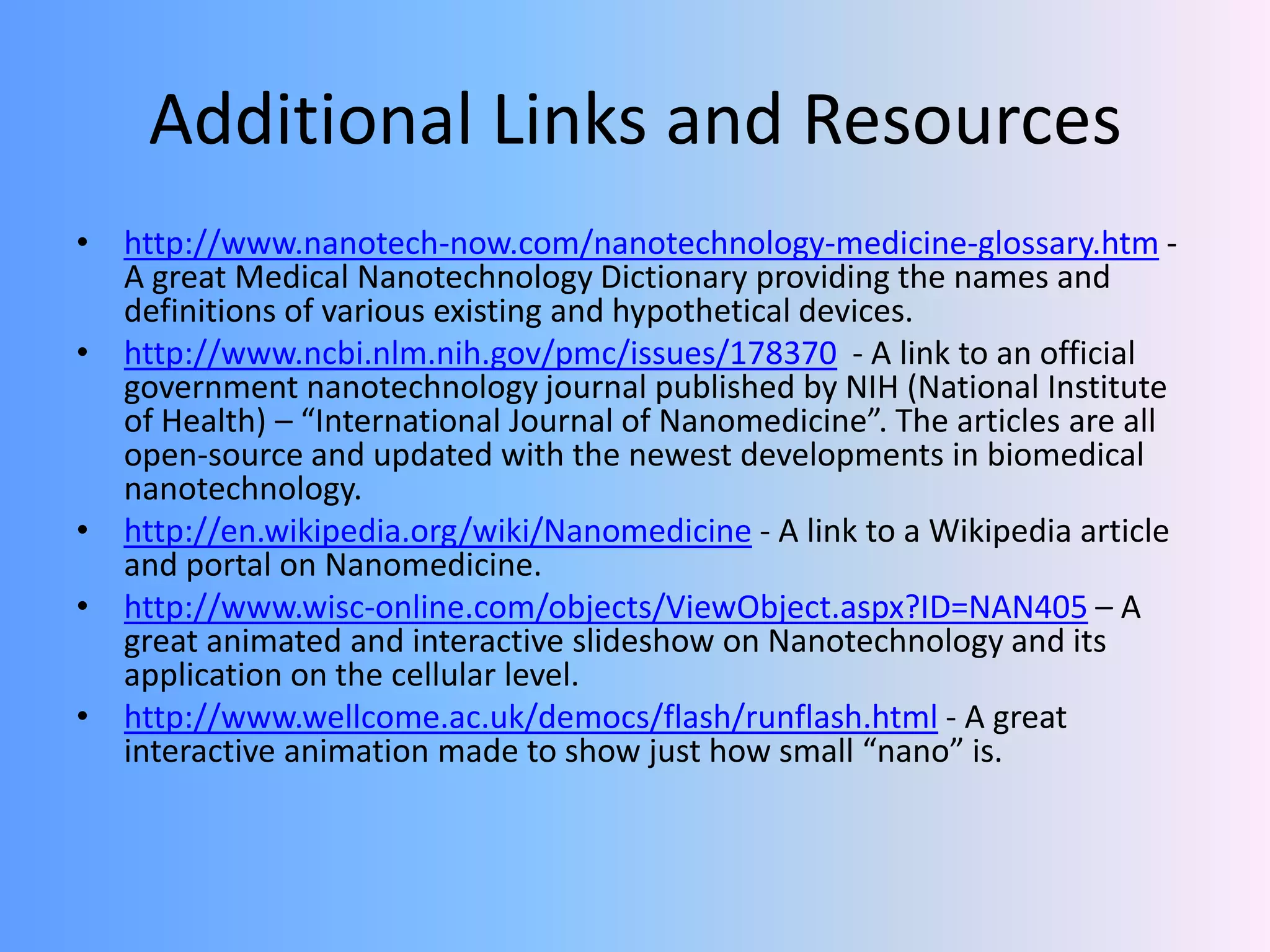 A Overview Of Nanotechnology In Medicine | PPTX | Surgery | Medical Health