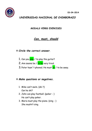 Abril- modal verbs | PDF