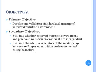 Nutrition Environment Assessment Methods | PDF
