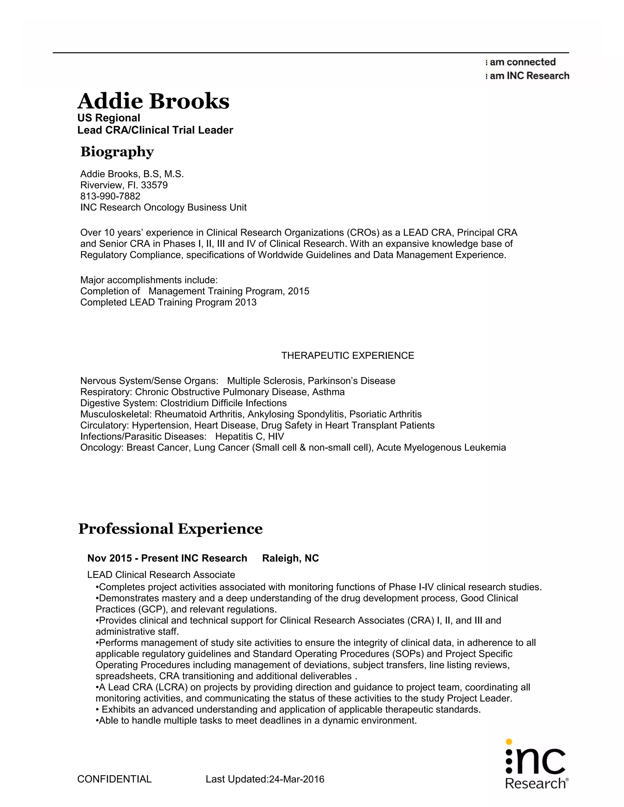 A brooks cv | PDF