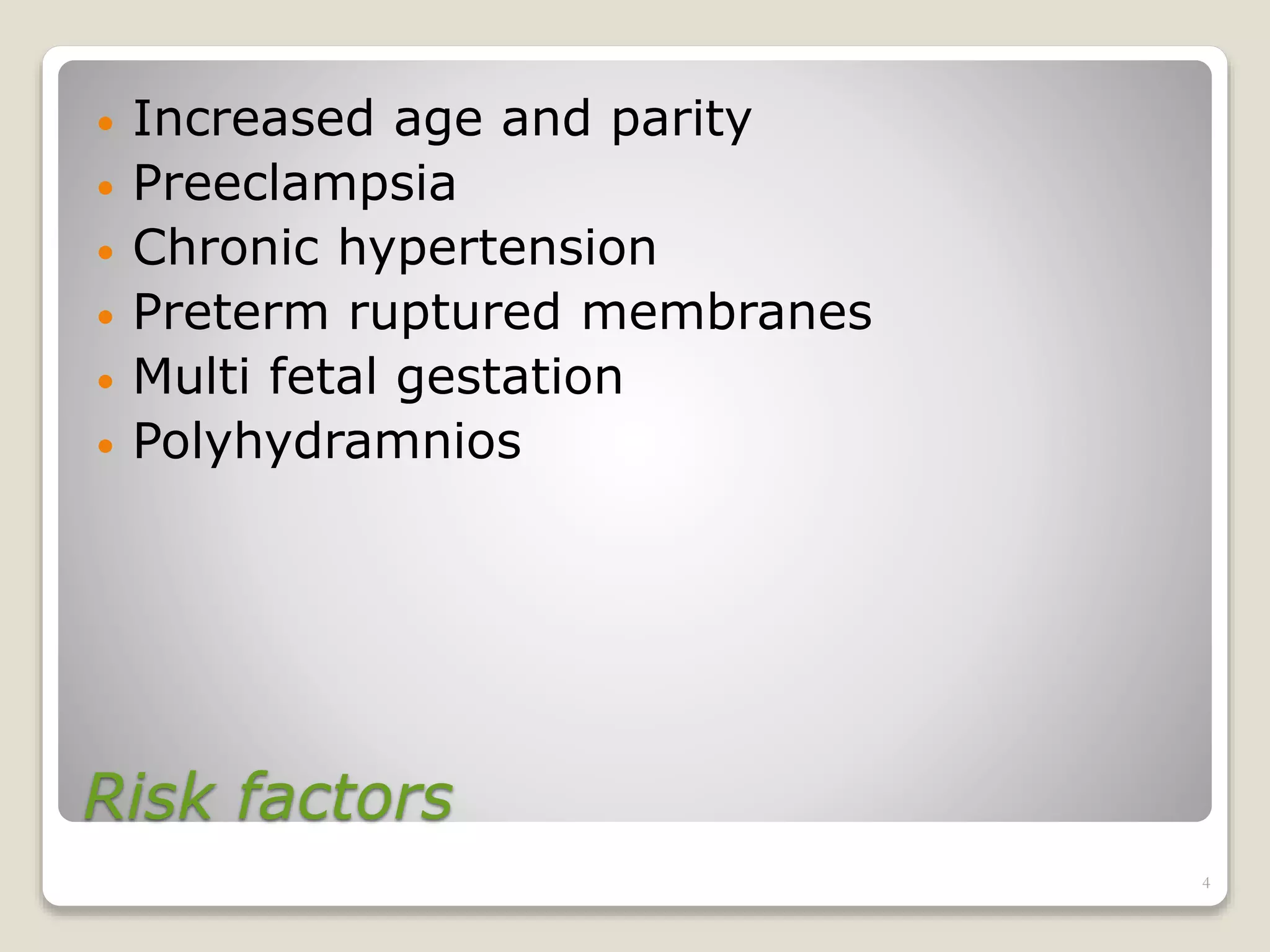 Abruptio placenta- Define, cause, sign and symptoms, Risk Factors ...