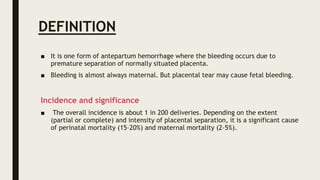 Antepartum Haemorrhage: Abruptio Placenta | PPTX