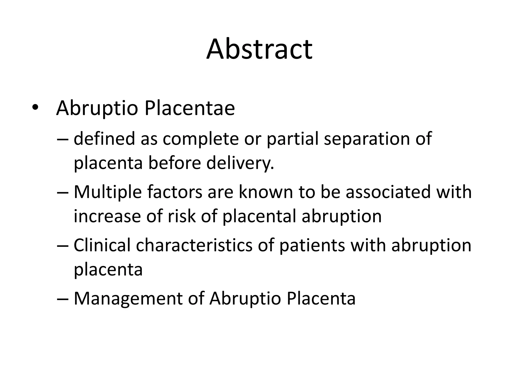 Abruptio placentae journal | PPTX