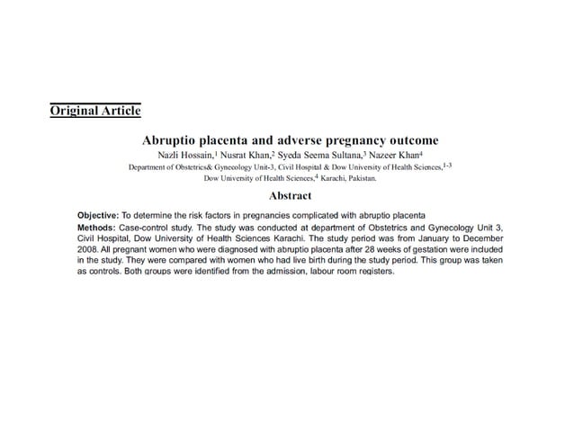 Abruptio placentae journal | PPT