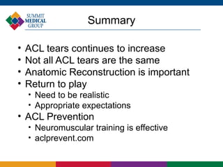 The Treatment of ACL Tears | PPT