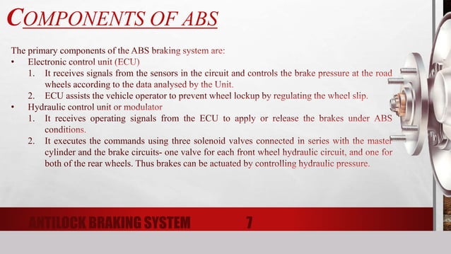 Abs (Anti-lock braking system ) | PPTX | Physics | Science