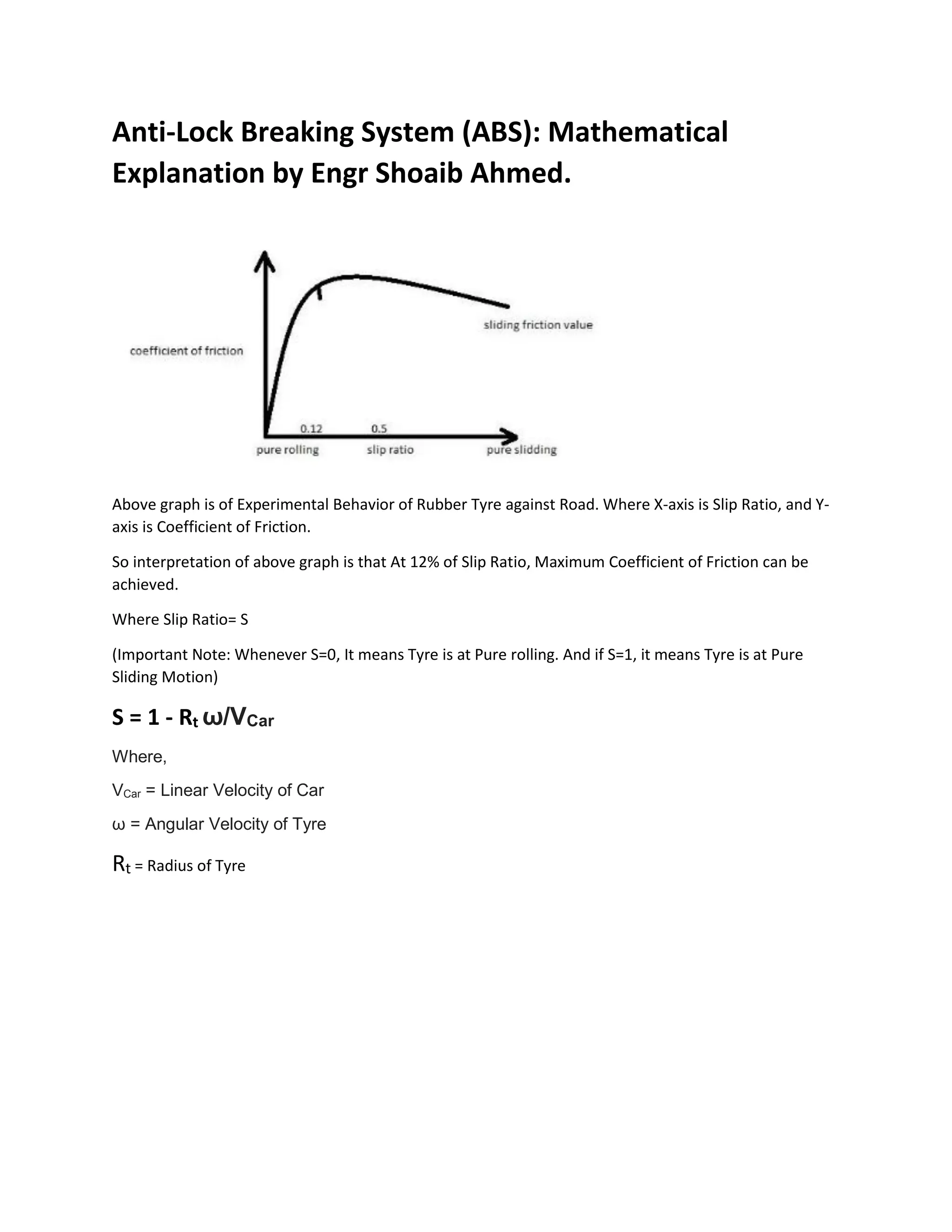 Mathematical Explanation of ABS Brakes | PDF