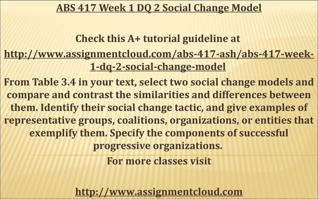 Abs 417 week 1 dq 2 social change model | PPT
