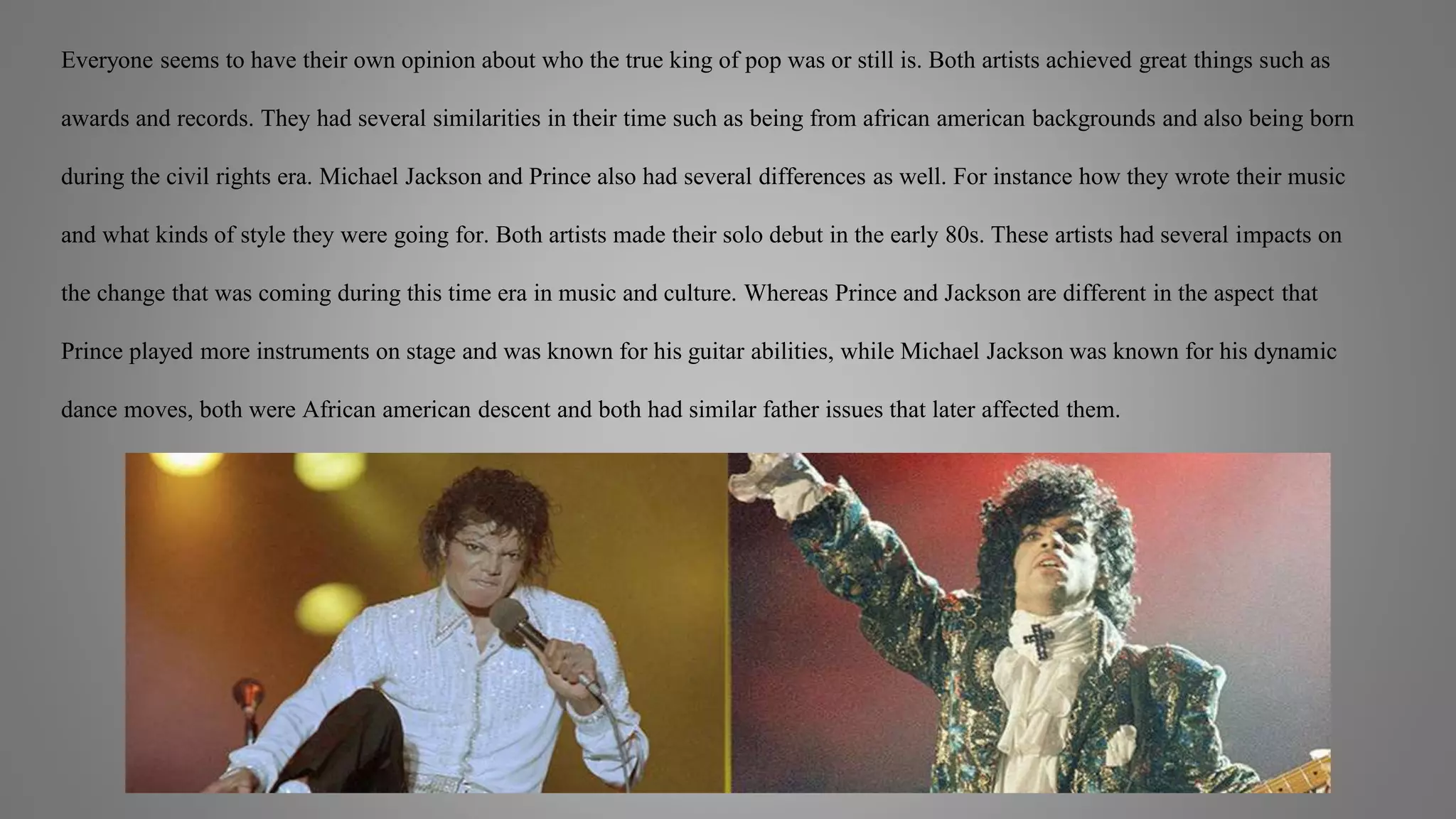 Jackson - MJ vs prince | PPTX | Contemporary Hits/Pop/Top 40 | Music