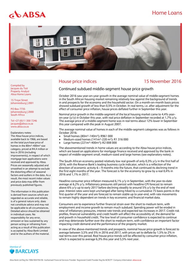 ABSA_House Price Indices (latest) | PDF