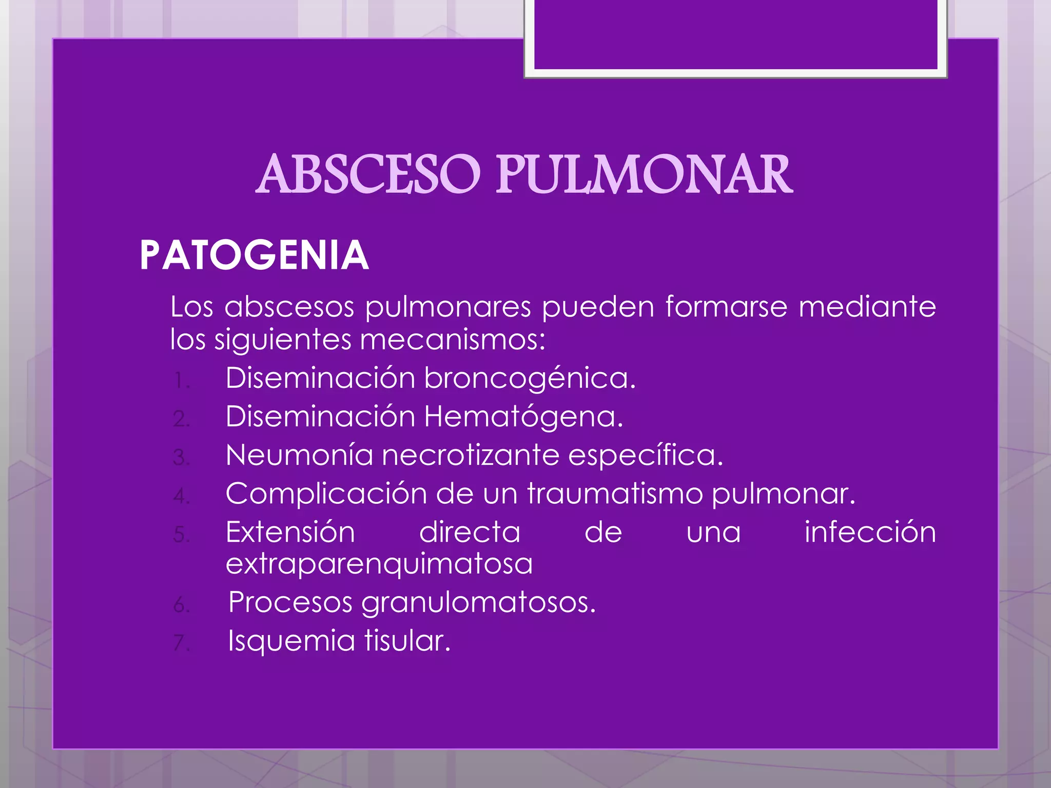 Absceso pulmonar | PPSX | Lung and Respiratory Health | Diseases and ...